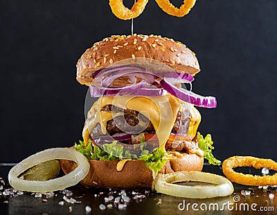 Firefly A Deconstructed Gourmet Burger Caught In A Freeze-frame, With ...