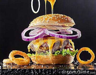 Firefly A Deconstructed Gourmet Burger Caught In A Freeze-frame, With ...