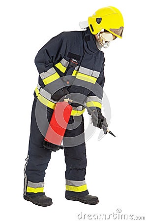 Fireman Extinguishing The Fire Stock Photography - Image: 1475072