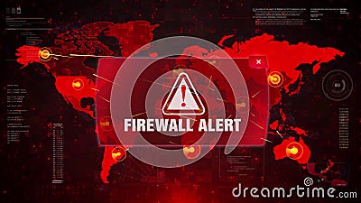 Firewall Alert Warning Attack on Screen World Map. Stock Video - Video ...