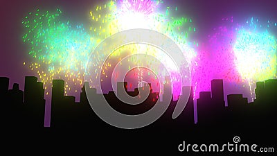 Fireworks Above City by Night Stock Footage - Video of light, structure ...