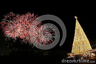 Fireworks And Christmas Tree Stock Photos - Image: 7293243