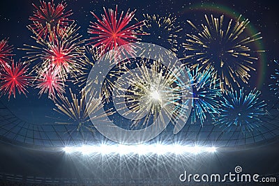 Fireworks Exploding Over Football Stadium Stock Photo | CartoonDealer ...