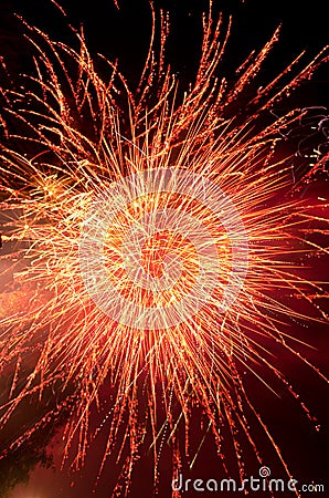 Fireworks Explosion In Red And Gold Stock Image - Image: 27531471