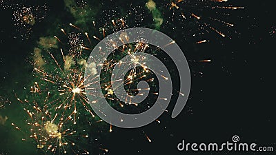 Fireworks Flashing in the Night Sky. Slow Motion in 180 Fps. Real ...