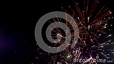 Fireworks Flashing in the Night Sky. Slow Motion Stock Footage - Video ...