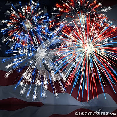 Fireworks Over US Flag 3 Royalty Free Stock Photography - Image: 745347