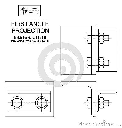 First Angle Orthographic Projection Cartoon Vector | CartoonDealer.com ...