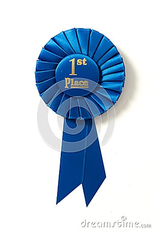First Place Blue Ribbon On White Royalty Free Stock Image - Image: 31068496