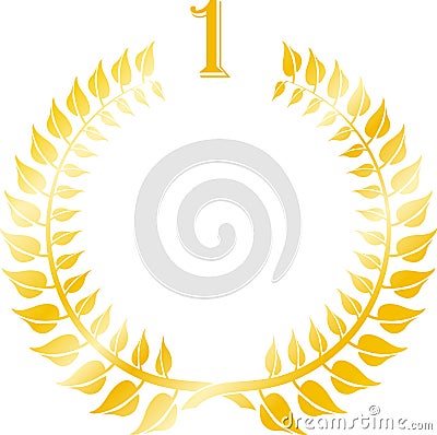 First Place Round Frame Of Gold Laurel And Crown Vector Illustration ...