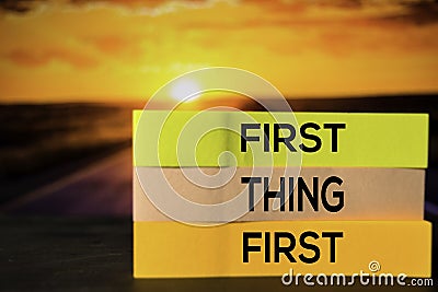 First Thing First On The Sticky Notes With Bokeh Background Royalty ...