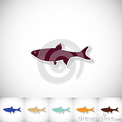 Fish Dace. Flat Sticker With Shadow On White Background Cartoon Vector ...