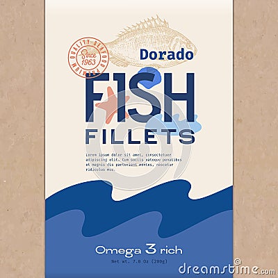 Fish Fillets. Abstract Vector Fish Packaging Design Or Label. Modern ...
