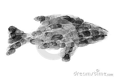 Fish Made Up Of Black Ink Fingerprints Royalty Free Stock Images ...