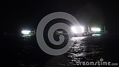 Fishing Boat on the Sea at Night Stock Footage - Video of ship, states ...