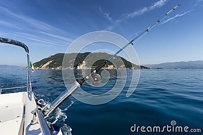 Trolling Fishing Boat Rod Saltwater Reels Stock Image - Image of relax ...