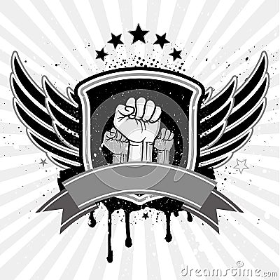 Fist Emblem And Shield Stock Photos - Image: 17003783