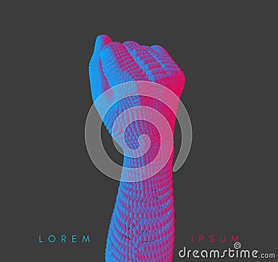 Fist. Fighting And Freedom Concept. Human Arm. Connection Structure. 3D ...
