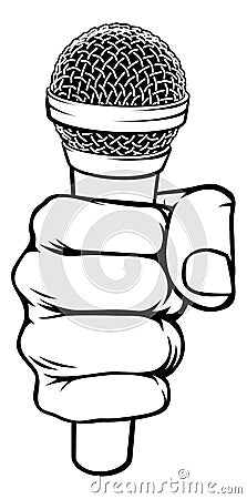 Fist Hand Holding Mic Microphone Cartoon Icon | CartoonDealer.com ...
