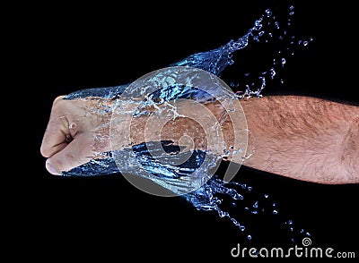 Fist Through Water Stock Photo - Image: 45728748