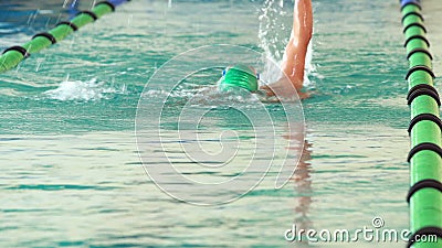 Fit Swimmer Doing the Back Stroke in the Swimming Pool Stock Footage ...