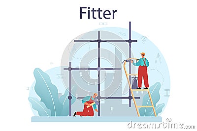 Fitter Or Installer. Industrial Builder At The Construction Site ...