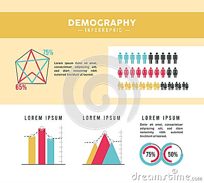 Five Demography Infographic Icons Vector Illustration | CartoonDealer ...