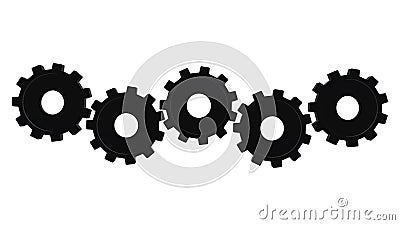 Five Gears Spinning in Different Directions. White Background. Alpha ...