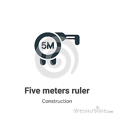 Five Meters Ruler Vector Icon On White Background. Flat Vector Five ...