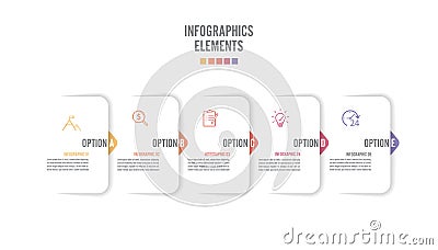 Five Paper White Overlapping Arrows Placed In Horizontal Row. Concept ...