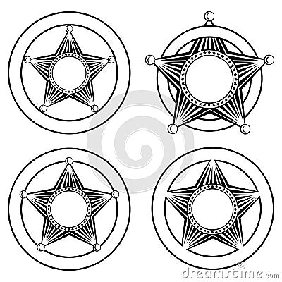 Five Pointed Sheriffs Star In Circle Set Cartoon Vector | CartoonDealer.com #78223213