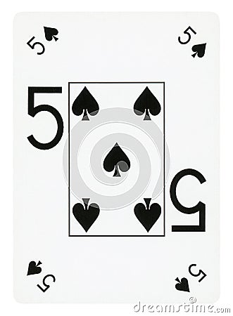 Five Of Spades Playing Card - Isolated On White Royalty-Free Stock ...