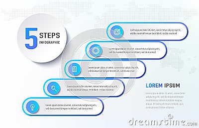 Five Steps Infographics Like A Stairs. Diagram Flowchart With Icon ...
