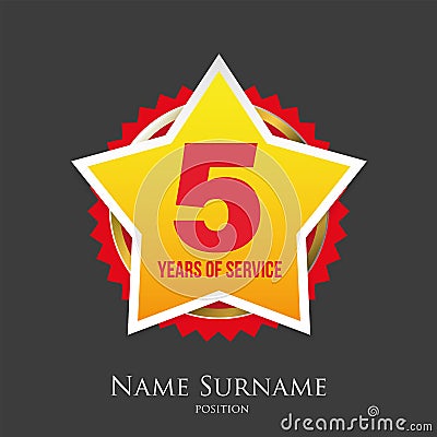 Five Years Of Service Award Badge Cartoon Vector | CartoonDealer.com ...