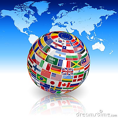 Flag Globe With World Map Stock Vector - Image: 55912542