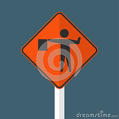 Flagger Ahead Sign Vector Illustration | CartoonDealer.com #137977879