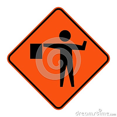 Flagger Ahead Sign Vector Illustration | CartoonDealer.com #137977932
