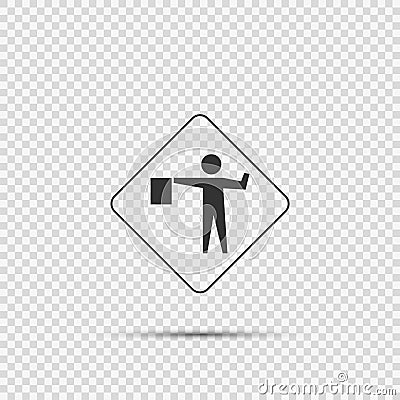 Flagger Ahead Sign On Transparent Background Vector Illustration ...