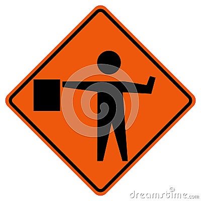 Flaggers In Road Ahead Warning Traffic Symbol Sign Isolate On White ...