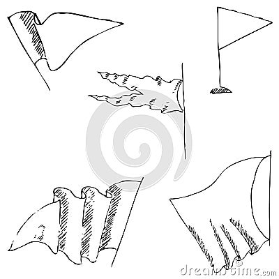 Flags Sketch. Pencil Drawing By Hand Vector Illustration ...