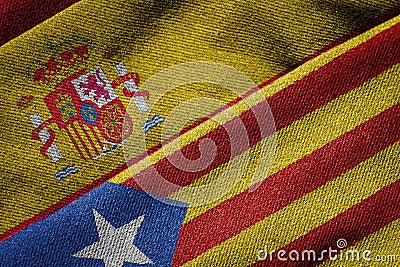 Flags Of Spain And Catalonia On Grunge Texture Stock Image ...