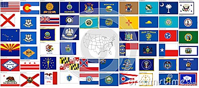 Flags Of The States Of USA Royalty Free Stock Images - Image: 6892389