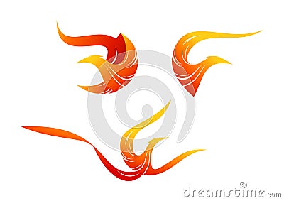Flame Bird Logo, Phoenix Symbol Design Cartoon Vector | CartoonDealer ...