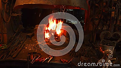 The Flame of the Blacksmith S Hearth. Blacksmith S Workplace ...