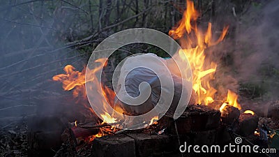 Flame Fire and Smoke Burning Garbage Waste of Plastic To Air Pollution ...