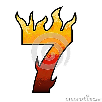 Flames Alphabet Number 7 Seven Royalty Free Stock Images - Image: 6479889
