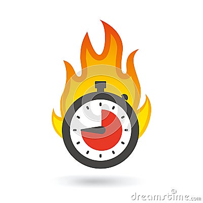 Flaming Stopwatch. Timer In Flames. Flaming Clock. Fire Burning Time Concept Vector Illustration ...