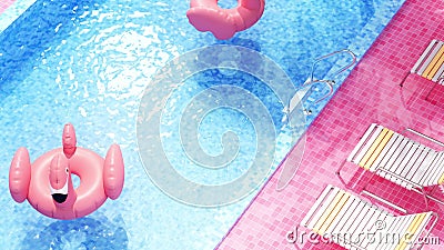 Flamingo Float Around Swimming Pool, Vaporwave Aesthetic Stock Video ...