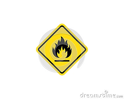 Flammable Materials Warning Sign. Fire Warning Sign In Yellow Triangle ...