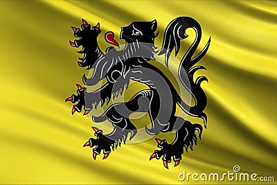 Flanders Flag With Fabric Texture, Official Colors, 3D Illustration ...